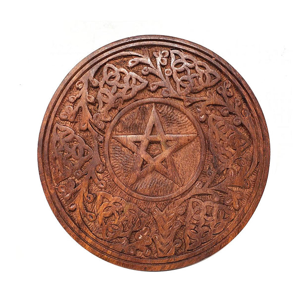 Pentagram Wood Altar Tile 6" Round | Metaphysical Works